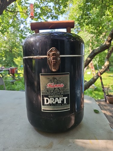 Rare Vintage HAMM'S BEER Black Metal Round Cooler HANDI-BOY Collectible ...