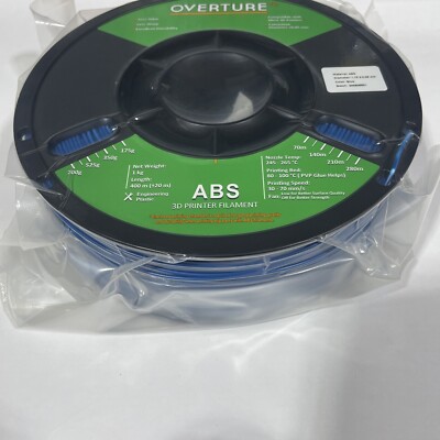 overture 3d printer ABS filament BLUE 1.75mm/ 1kg X 1/ Building Surface ...