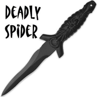 Deadly Kris Blade Spider Dagger Boot Knife - Black w/ Nylon Sheath | eBay