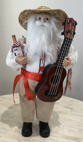 New Dominican Santa Claus 18” tall with Guitar, Cigar in Pocket & Rum ...