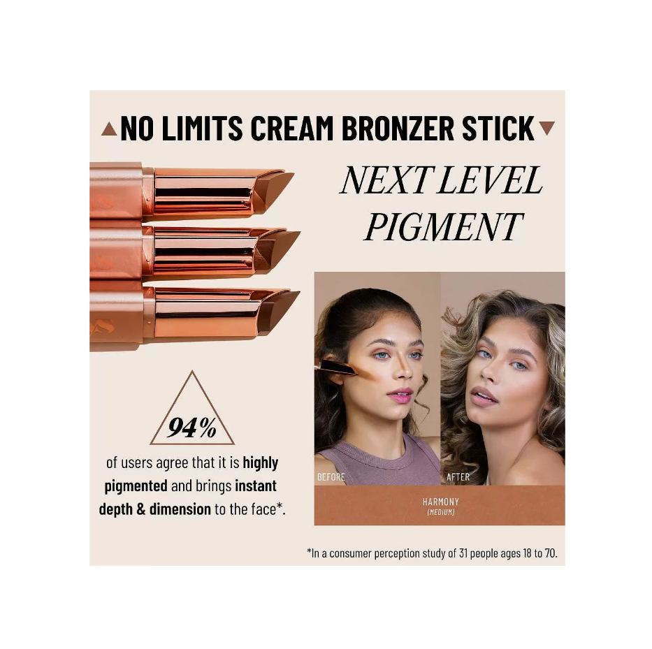 LYS Beauty No Limits Cream Bronzer and Contour Stick, Color Courage ...