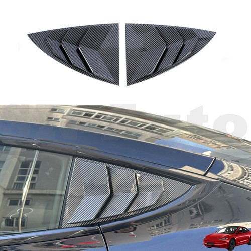 Carbon Rear Side Window Glass Louvers Cover Trim For Tesla Model 3 2024 ...