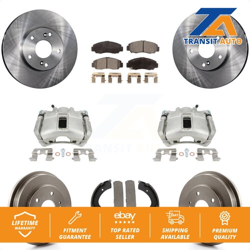 Front Rear Brake Caliper Rotor Drum Semi-Metallic Pad Kit (8Pc) For ...