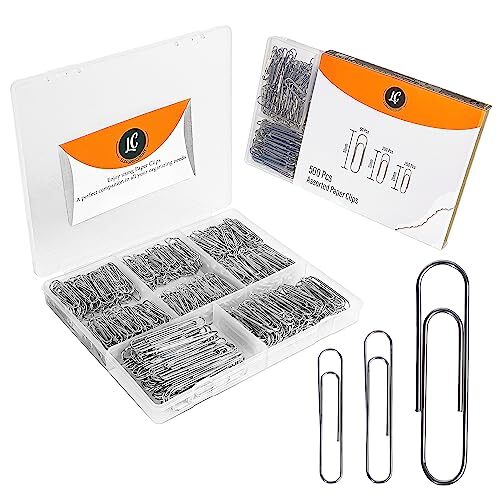 500 Pack Paper Clips by - 3 Assorted Sizes of Silver Small and Large | eBay
