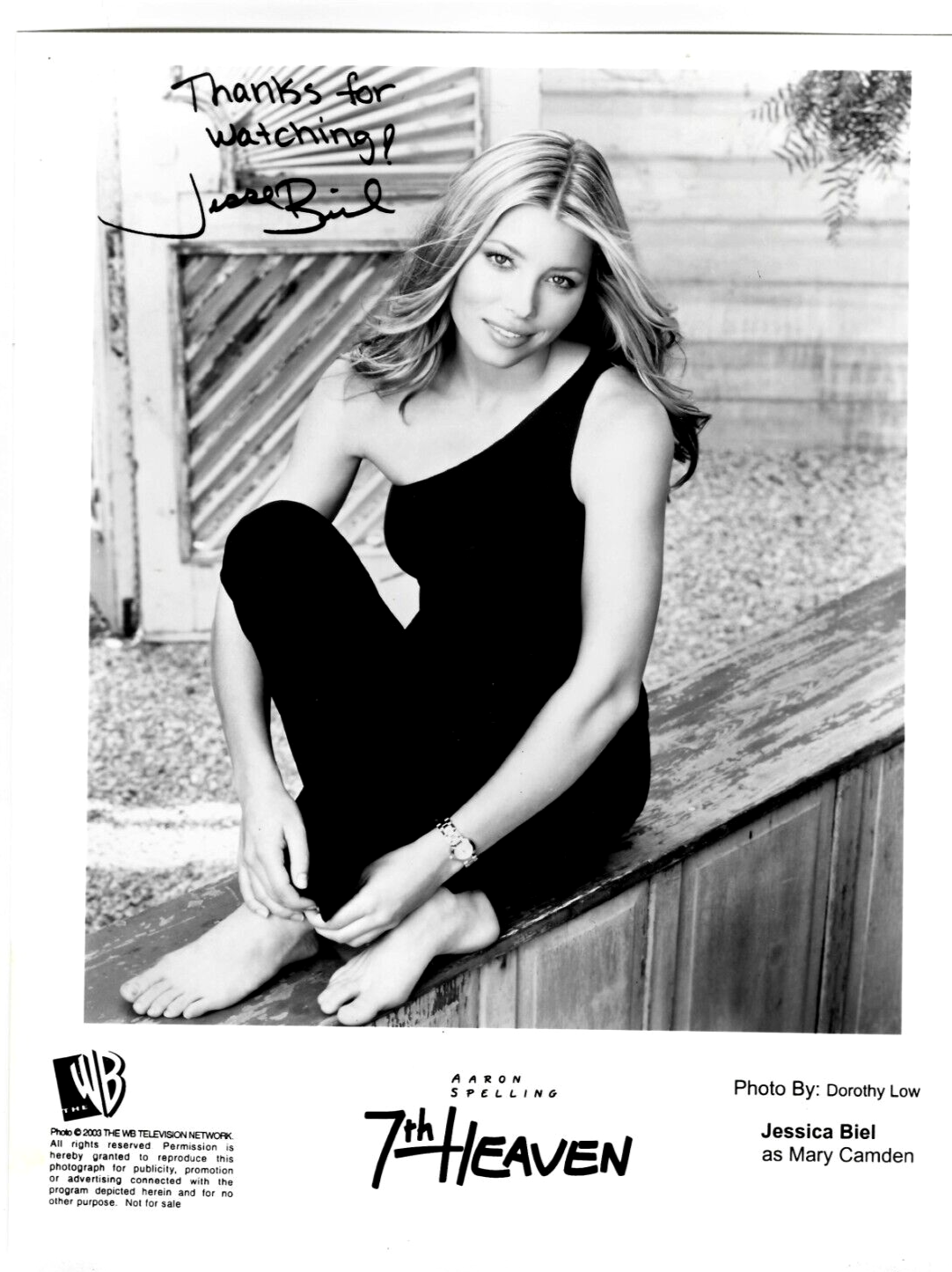 Autographed 7TH HEAVEN JESSICA BIEL promo 8X10 B&W signed press photo ...