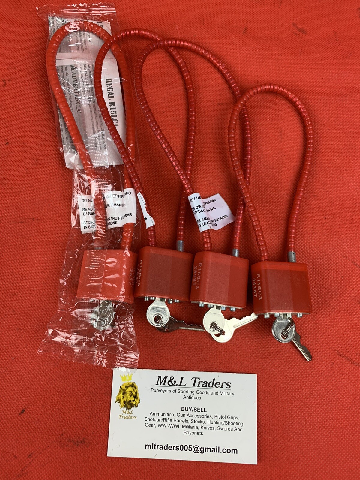 Gun Locks, Regal, Orange, Cable 15” & 11” Lot | eBay
