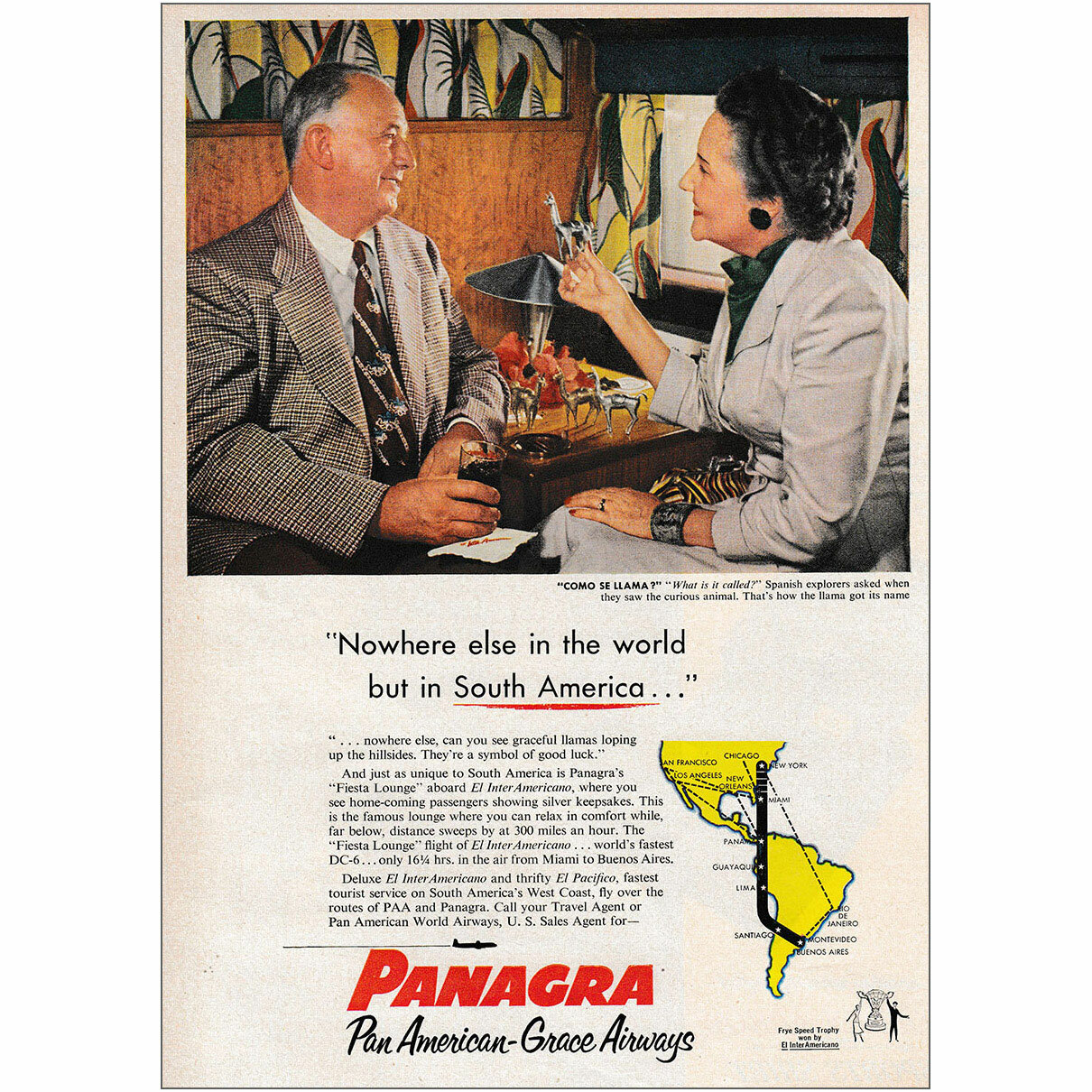 1953 Panagra: Come Se Llama, Nowhere Else In the World Vintage Print Ad ...