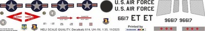 Decal 614 Bell UH-1N US Air Force 413. Test-Squadron 96617 | eBay Australia