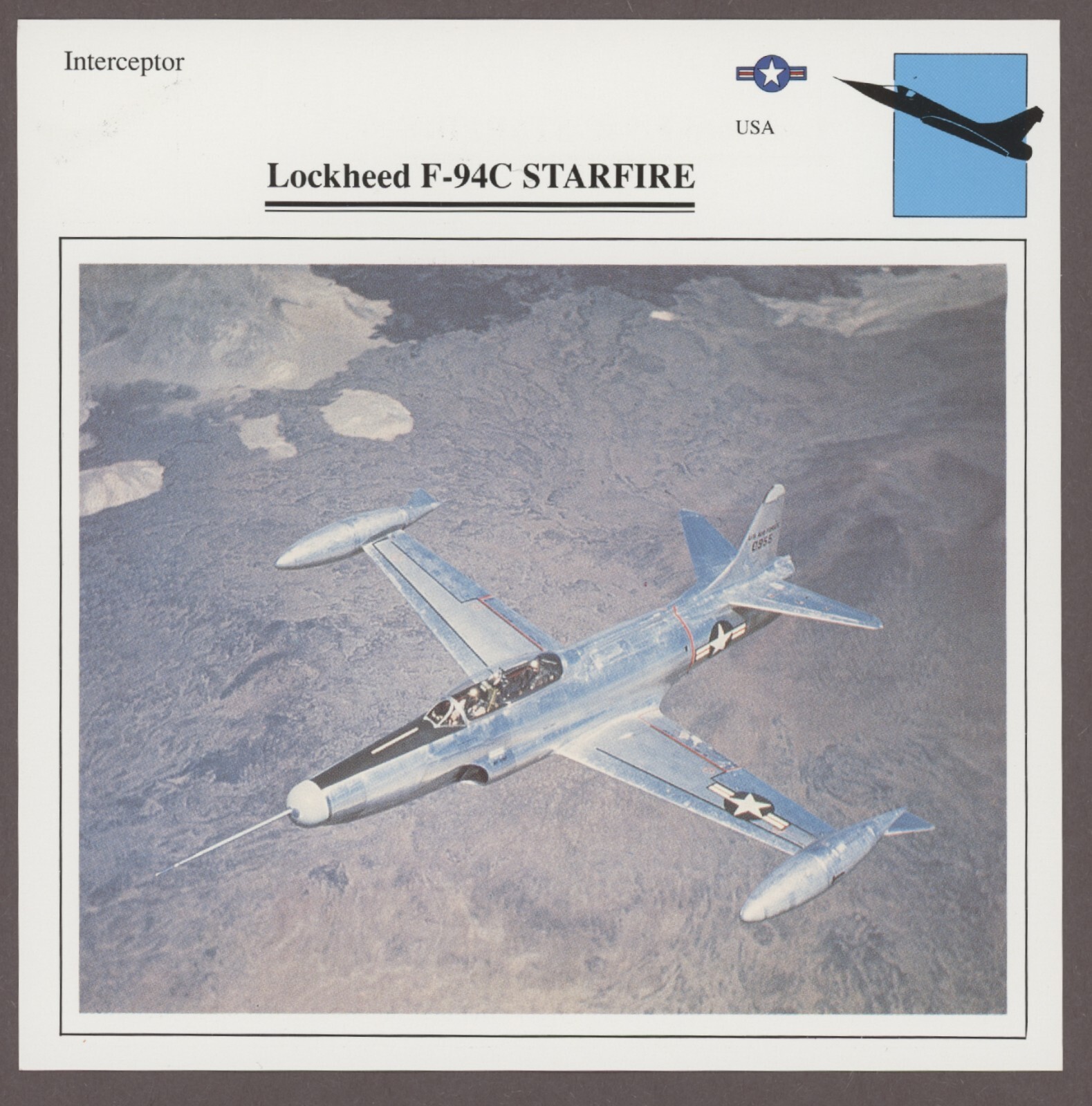 Lockheed F-94C Starfire Warplanes Military Aircraft Edito Service Card ...