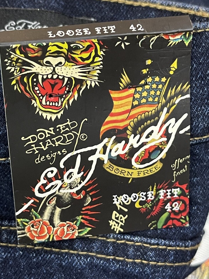 Ed Hardy Tiger Heads Loose Fit Jeans Mens Size 42 x 32 NWT - $ 195.00 ...