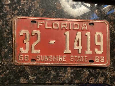 Florida License Plate 1968 1969 Indian River 32-1419 Available For ...