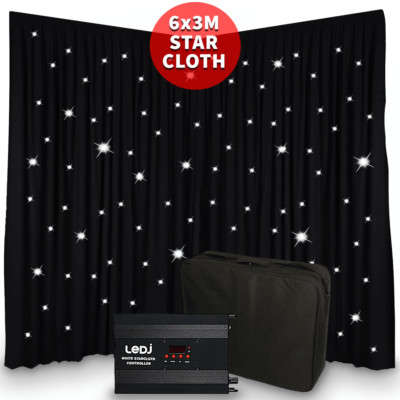 LEDJ Star Cloth Drape Lighting 6m x 3m Canopy Backdrop White LED ...