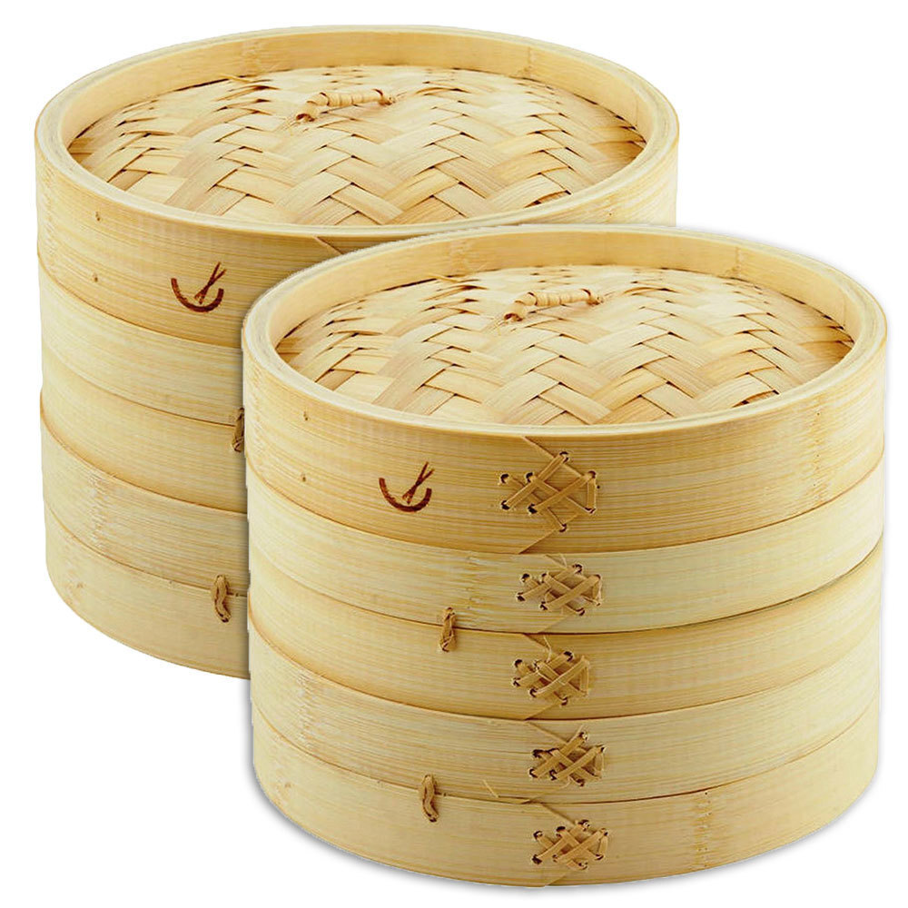 2PK 20cm 2 Tier Asian Bamboo Dumpling/Dim Sum/Food/Meat Steamer Davis ...
