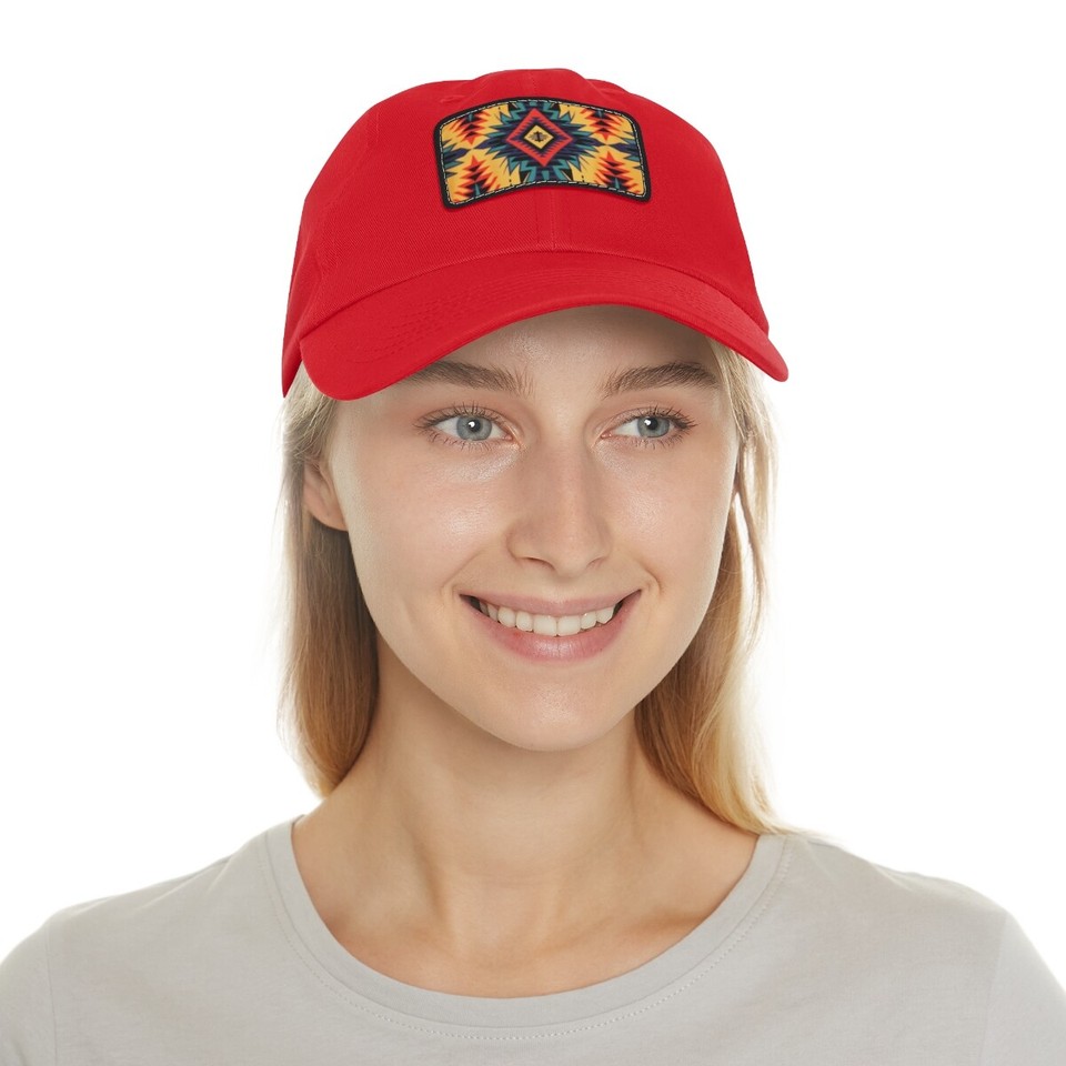 Dad Hat Faux Leather Patch Southwestern Navajo Pattern Native American ...