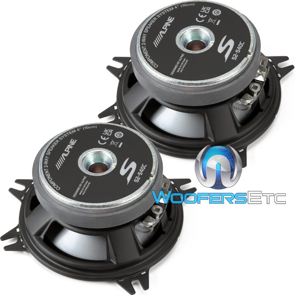 ALPINE S2-S40C 4" 4x6" 140W COMPONENT SPEAKERS IN-LINE CROSSOVERS SILK ...
