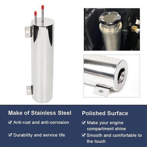 3" X 9" Polished Stainless Steel 32 OZ Radiator Coolant Over Flow Puke ...