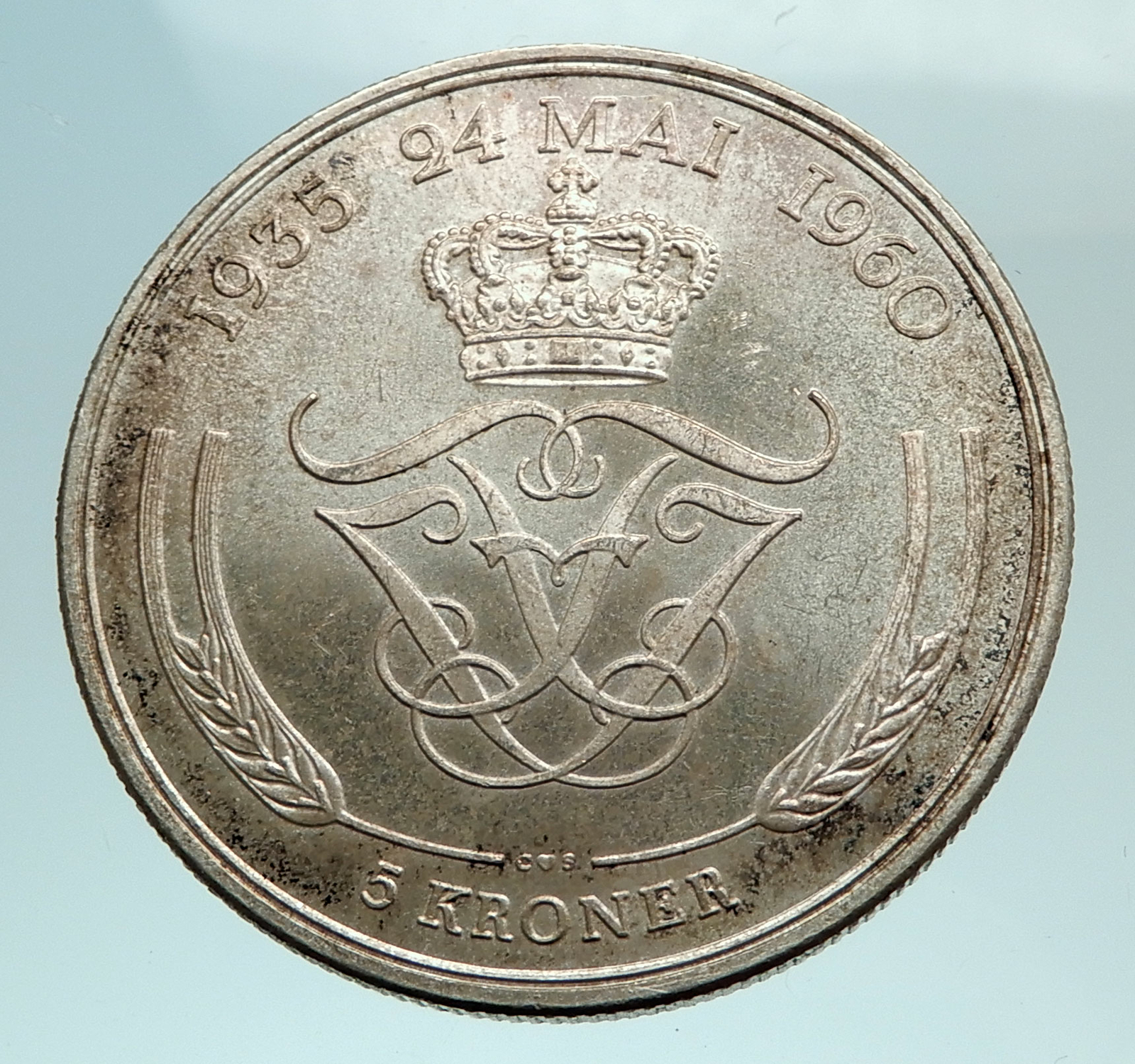 1960 DENMARK King Frederick IX & Queen Ingrid Silver WEDDING ANNIVER ...