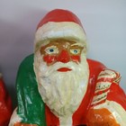 Vintage Paper Mache Santa Claus Pair Red Suit Candy Cane Trim Sack 12.5 ...
