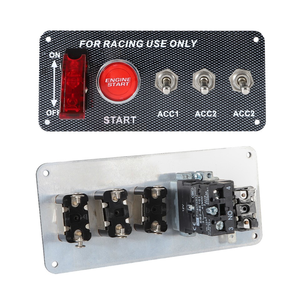 12V Race Car Toggle Ignition Engine Start Push Button Carbon Fiber ...