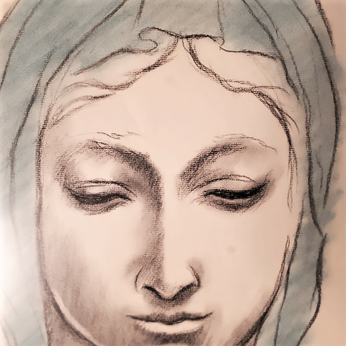 Virgin Mary Pencil Drawing