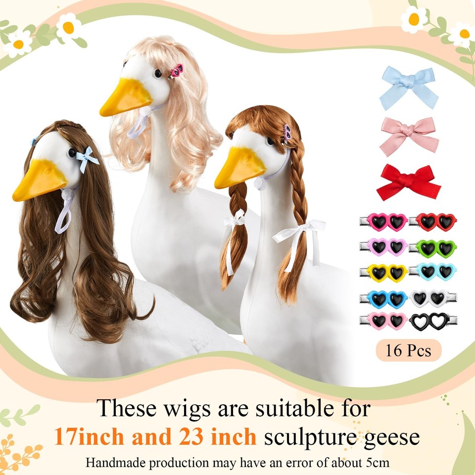 3 Pcs Porch Goose Wigs with Hair Clips, Porch Goose Outfit Suitable for ...