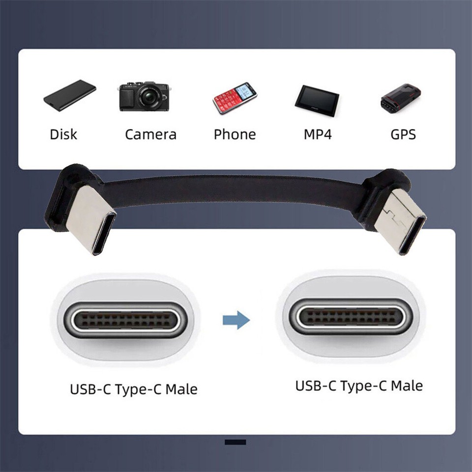 Cablecy USB-C Type C to USB-C Ultra Slim Flat Power USB2.0 Data Cable ...