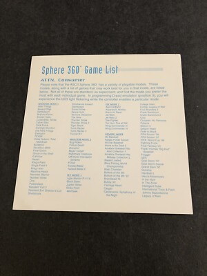 Ascii Sphere 360 Game List Insert Ps1 | eBay