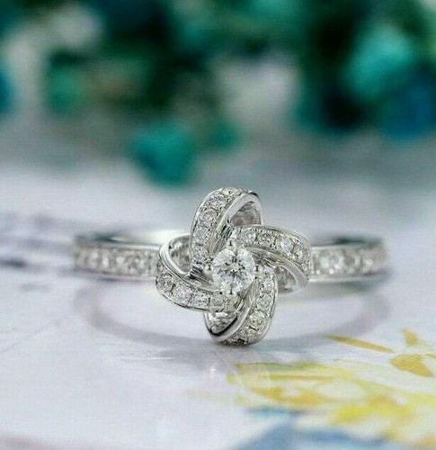 Four Knots Engagement Ring 1.75Ct Lab Created Sapphire 14K White Gold ...