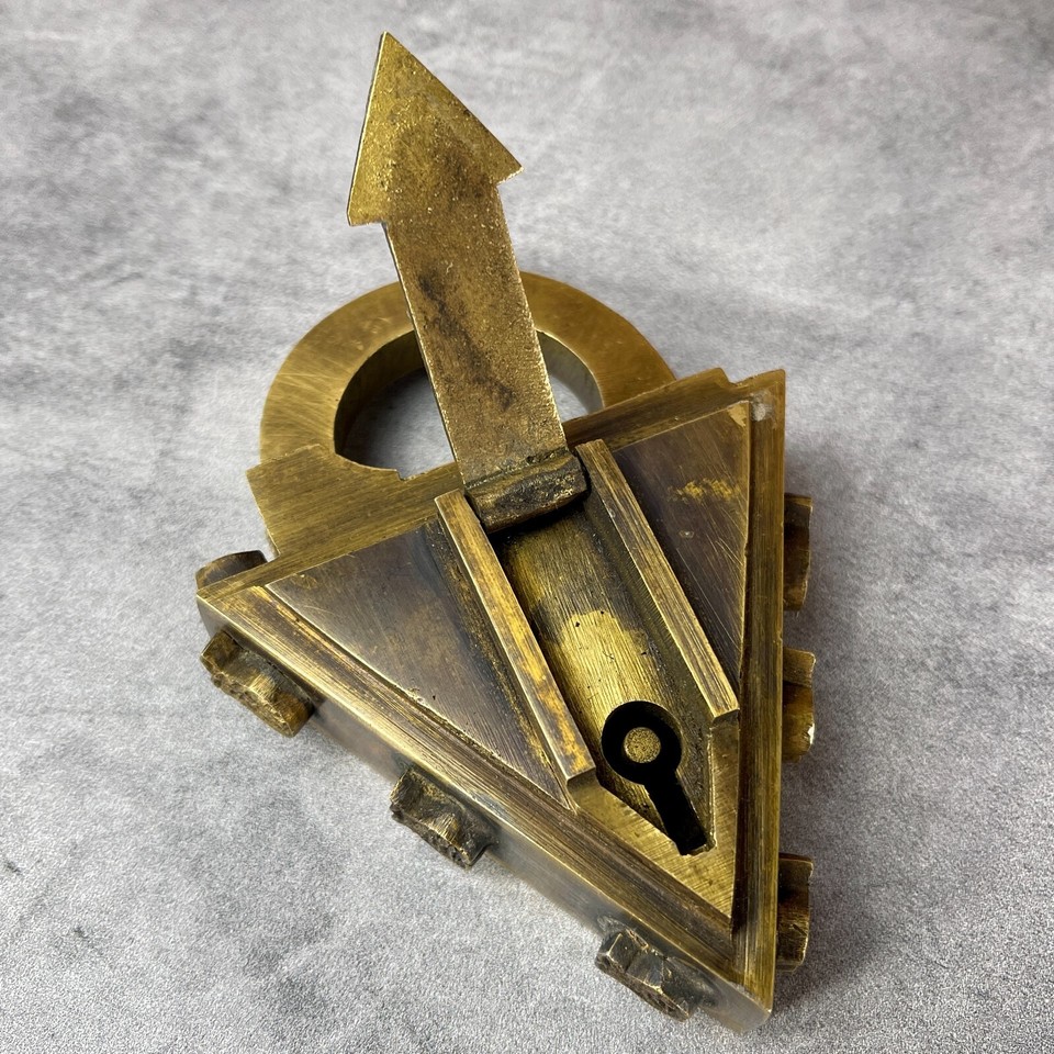 Medieval Dungeon Lock Heavy Solid Brass Triangle Padlock With Antique ...