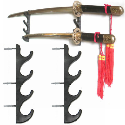 Assembly Wall Mount Samurai Sword Katana Holder Stand Display Rack ...