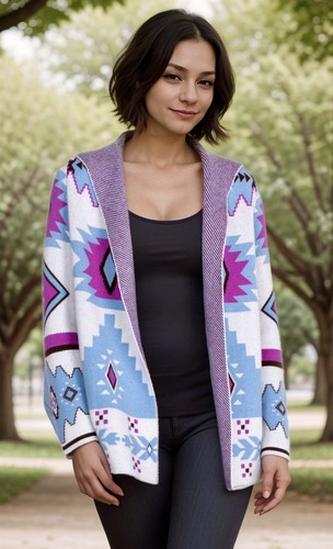 Johnny Was L White Purple & Blue Cashmere & Wool Cardigan Sweater Wrap ...