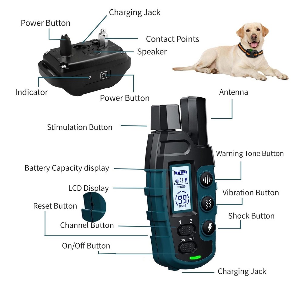 1000m Remote Dog Training Collar Ip67 Waterproof Rechargeable Anti Bark ...