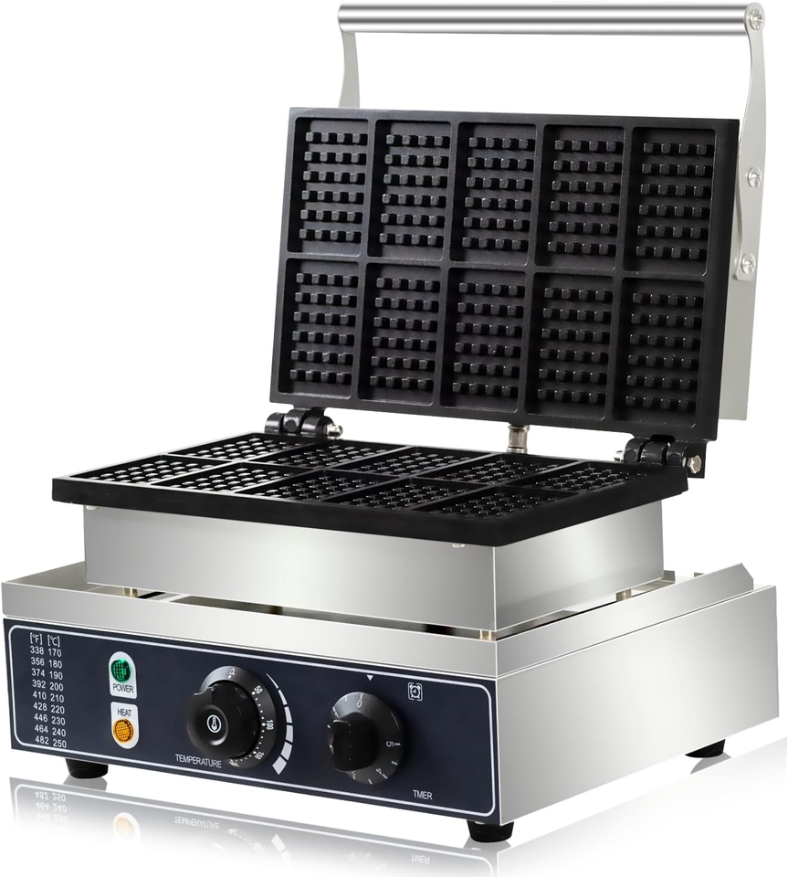 Commercial Mini Square Waffle Maker, 10 Grids 1600W Waffle Baker ...