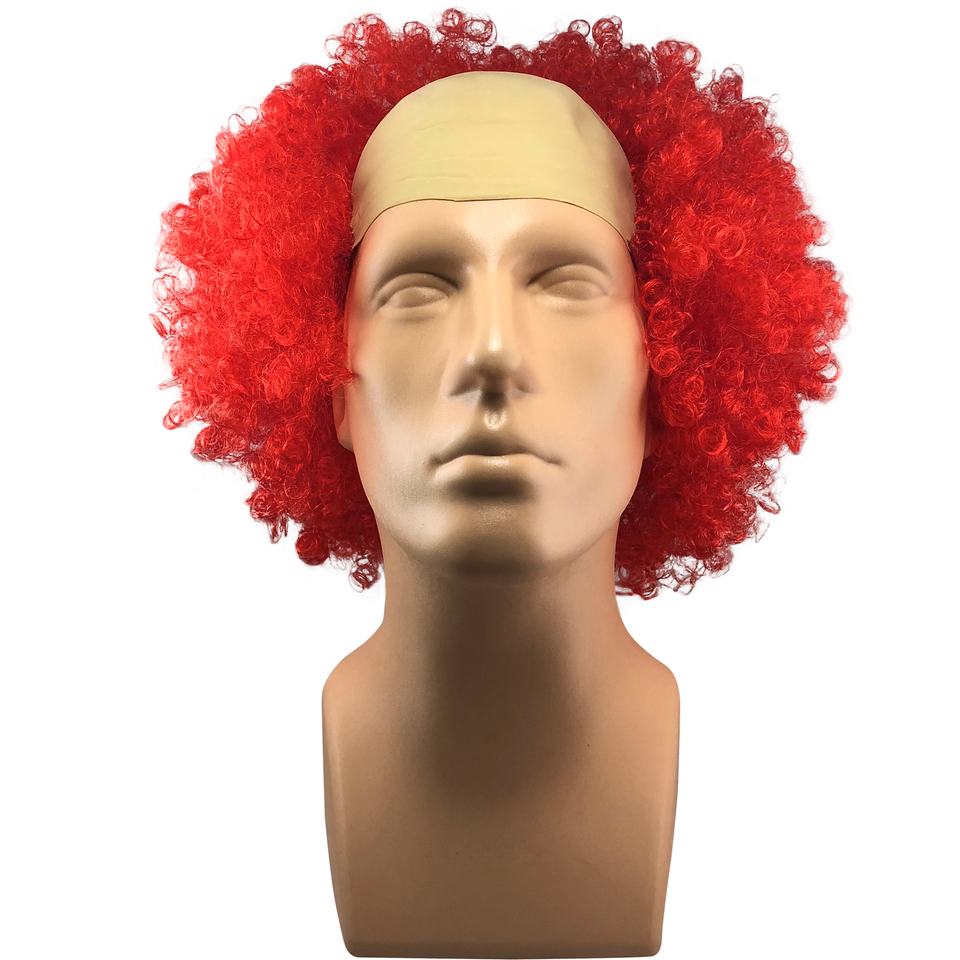 Red Hair Bald Clown Cap Wig Curly Bozo Circus Scary Carnival Halloween ...