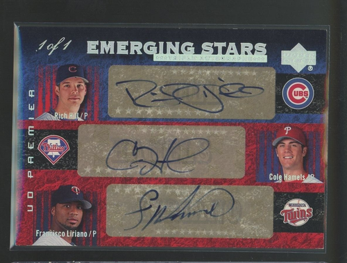 2007 Upper Deck Premier Rich Hill/Cole Hamels/Francisco Liriano ...