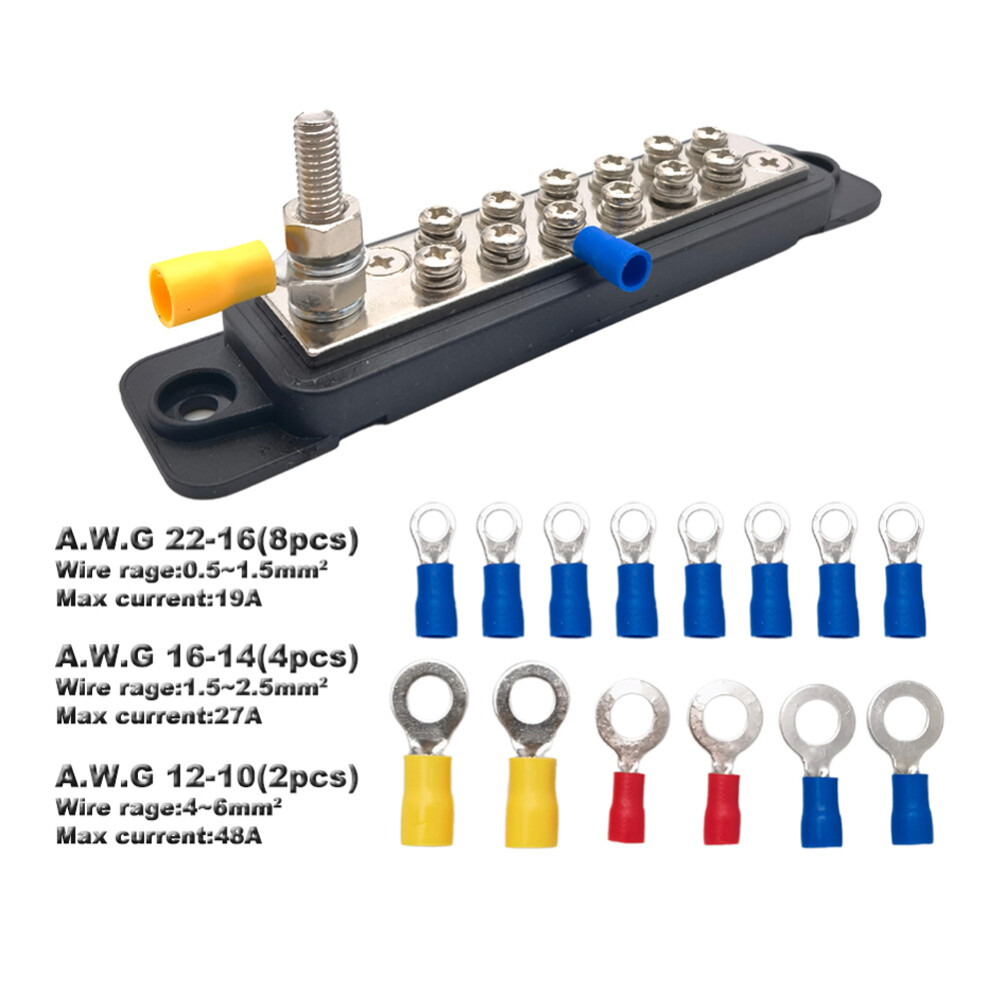 12 Way Bus Bar Power Distribution 12V 180A Rated Terminal Block For ...