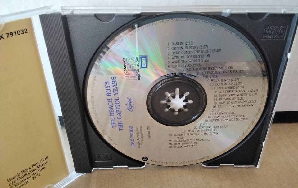 THE BEACH BOYS - THE CAPITOL YEARS Capitol Rec CDAX 791032 AUS 25 Hits ...
