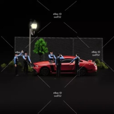 1/24 Hong Kong Police Five Person Set Miniature Model Scene Props Car ...