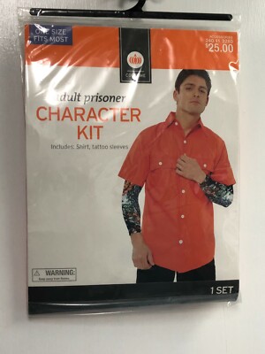 Adult Prisoner / Convict Character Kit Costume One Size Fits Most NEW ...