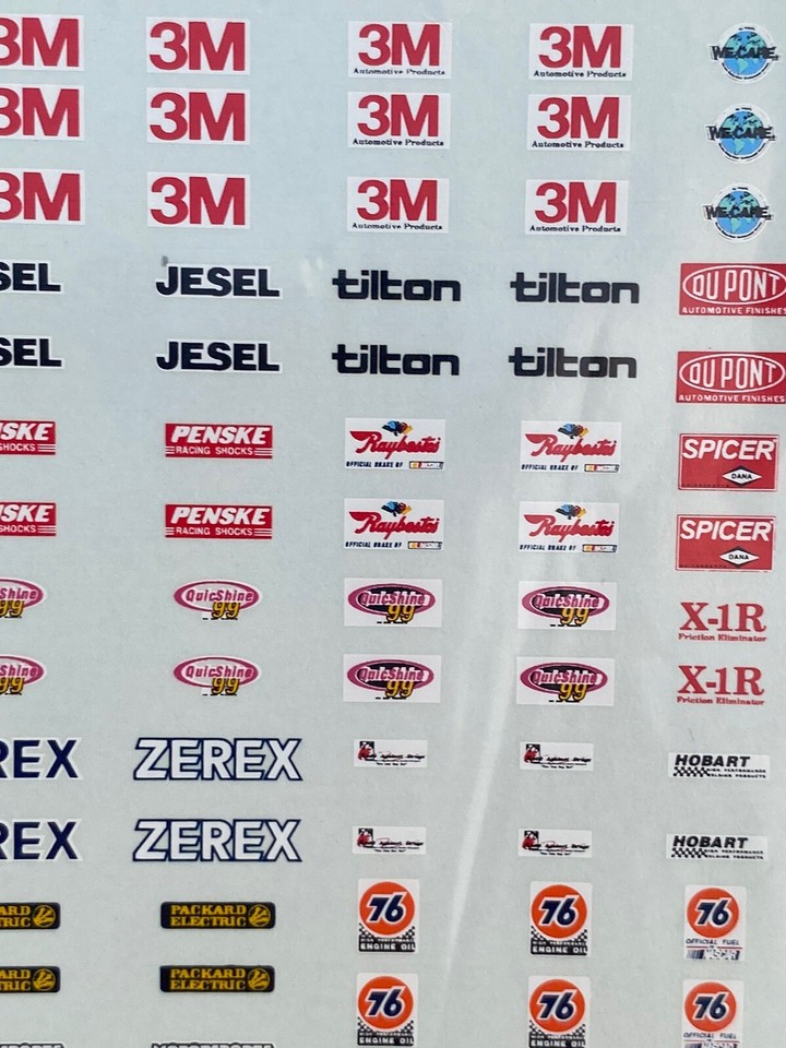 Slixx NASCAR Decals 96 Contingency Sheet 1:24 Scale Model Cars Racing ...