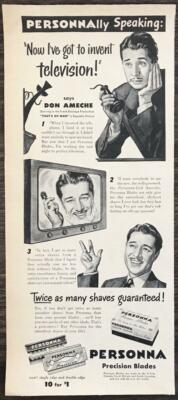 1947 Personna Precision Razor Blades Print Ad Actor Don Ameche | eBay
