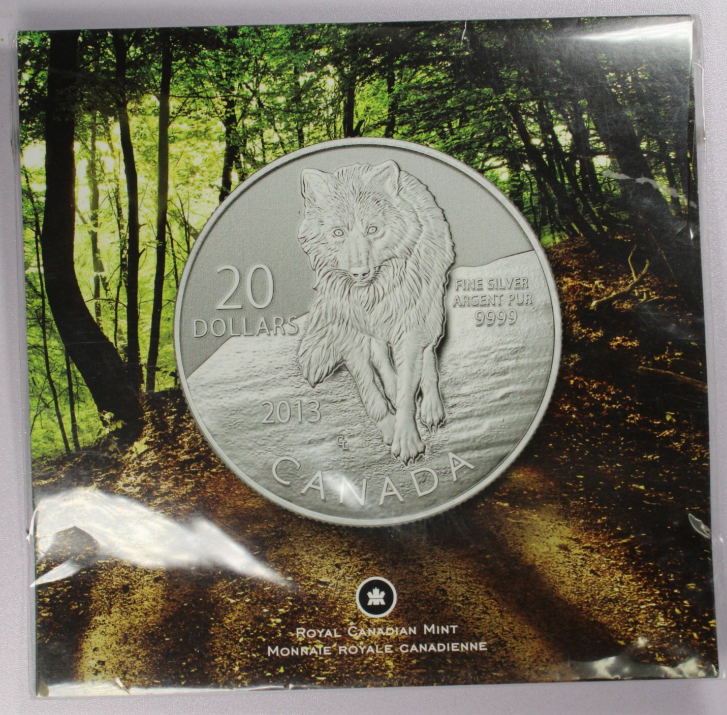 2013 $20 Wolf .999 Silver 1/4 oz Coin Royal Canadian Mint Sealed in ...