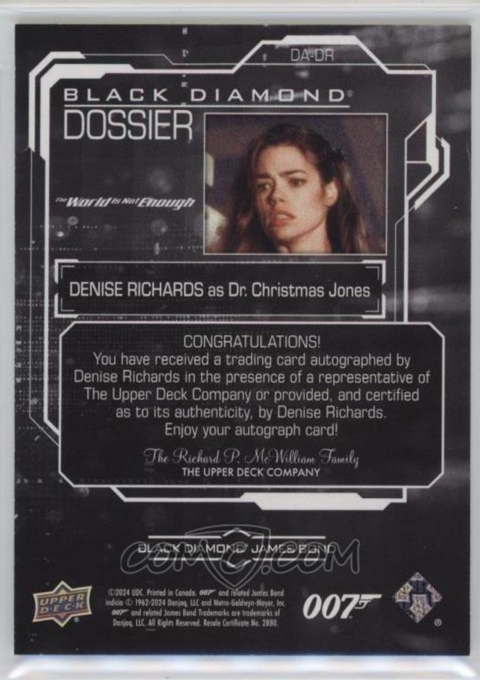 UD James Bond Black Diamond Denise Richards Auto Jones Dossier Card /99 ...