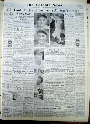 3 1939 newspapers with photos BASEBALL ALL STAR GAME is played at ...