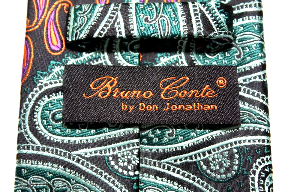 Vintage BRUNO CONTE By Don Jonathan Men's Neck Tie Green Pink Paisleys ~ 65" | eBay