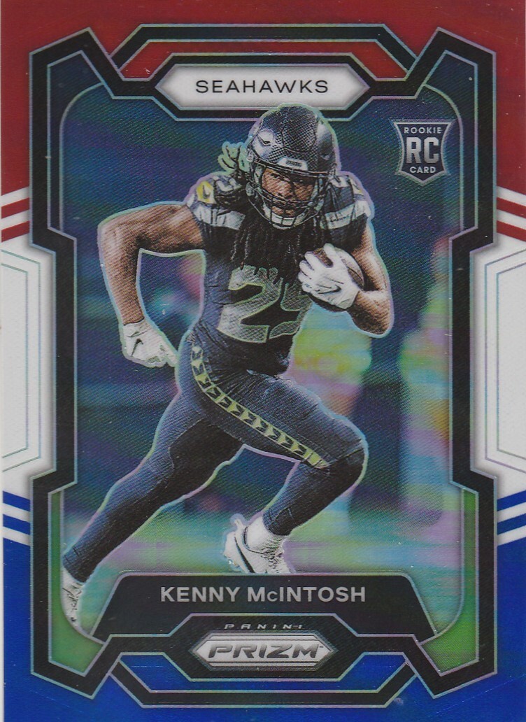 2023 PANINI PRIZM KENNY McINTOSH SEATTLE ROOKIE #391 RED WHITE & BLUE ...