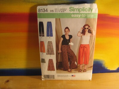 8134 Divided Skirt Pants Simplicity Sewing Pattern H5 Misses Sz 6-14 | eBay