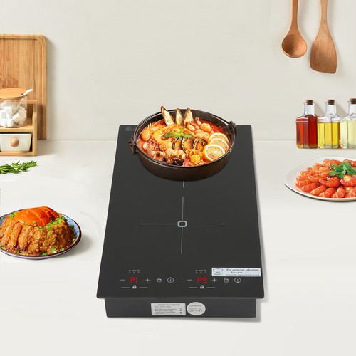 Black Rectangular Double Induction Cooktop Electric Cooktop Induction ...