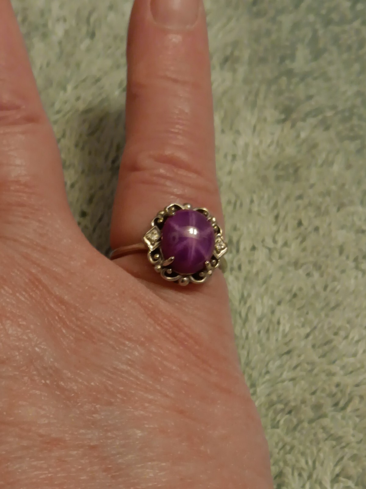Rare Vintage Star Ruby Ring In Beautifully Filigreed 14kt White Gold ...