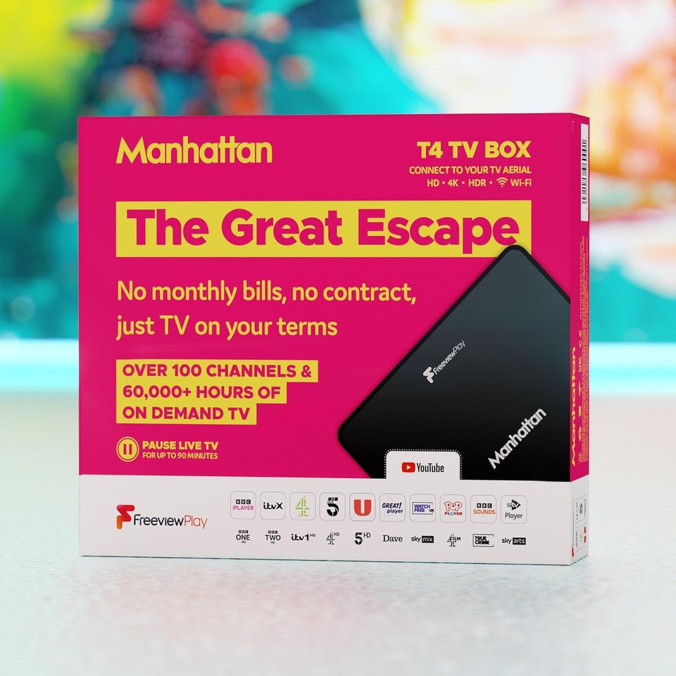 Manhattan T4 Freeview Play 4K TV Box, Black | eBay UK